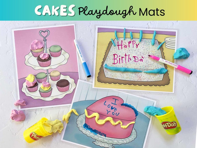 CAKES PLAYDOUGH MATS Play Dough Play Doh Playdoh Printable Activities ...
