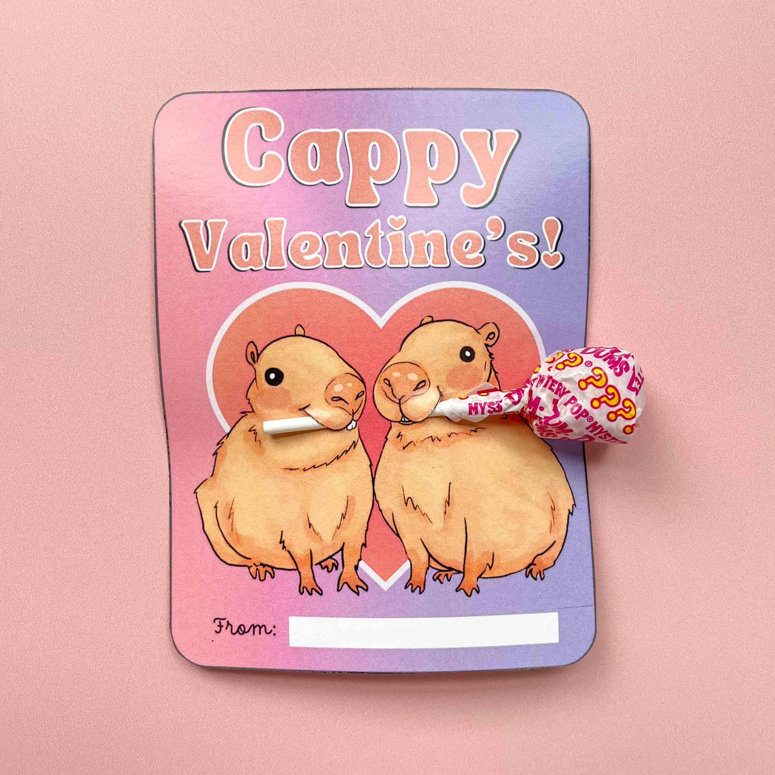 Kids Classroom Valentines Capybara Lollipop Valentine, DIY Printable ...