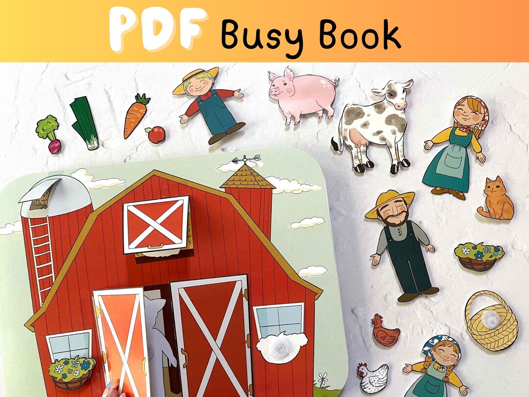 Paperdoll Dollhouse Farm Quietbook Printable DIY Quiet Busy Book Toy ...