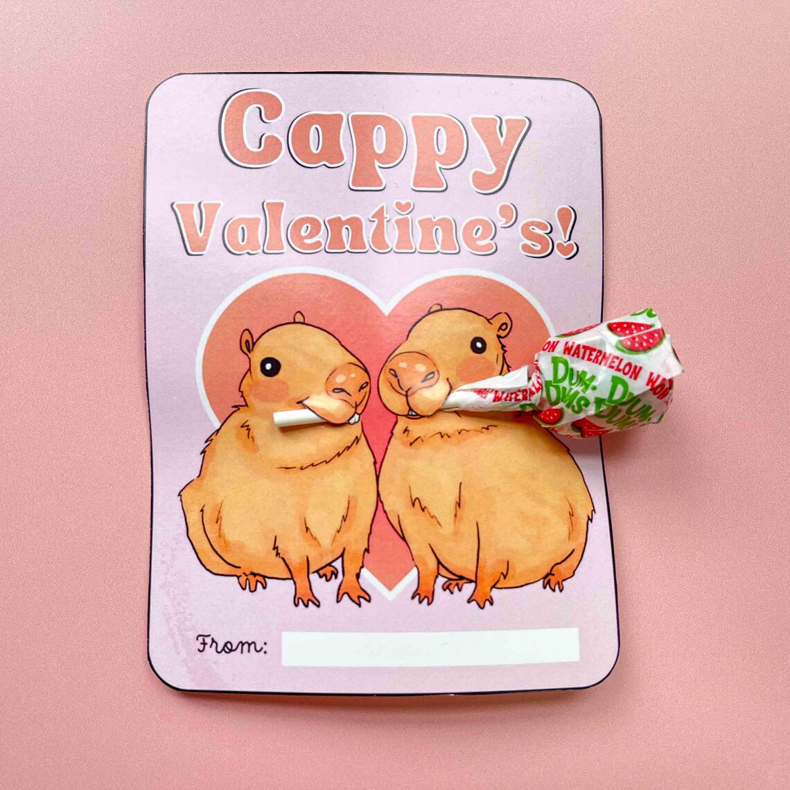 Kids Classroom Valentines Capybara Lollipop Valentine, DIY Printable ...