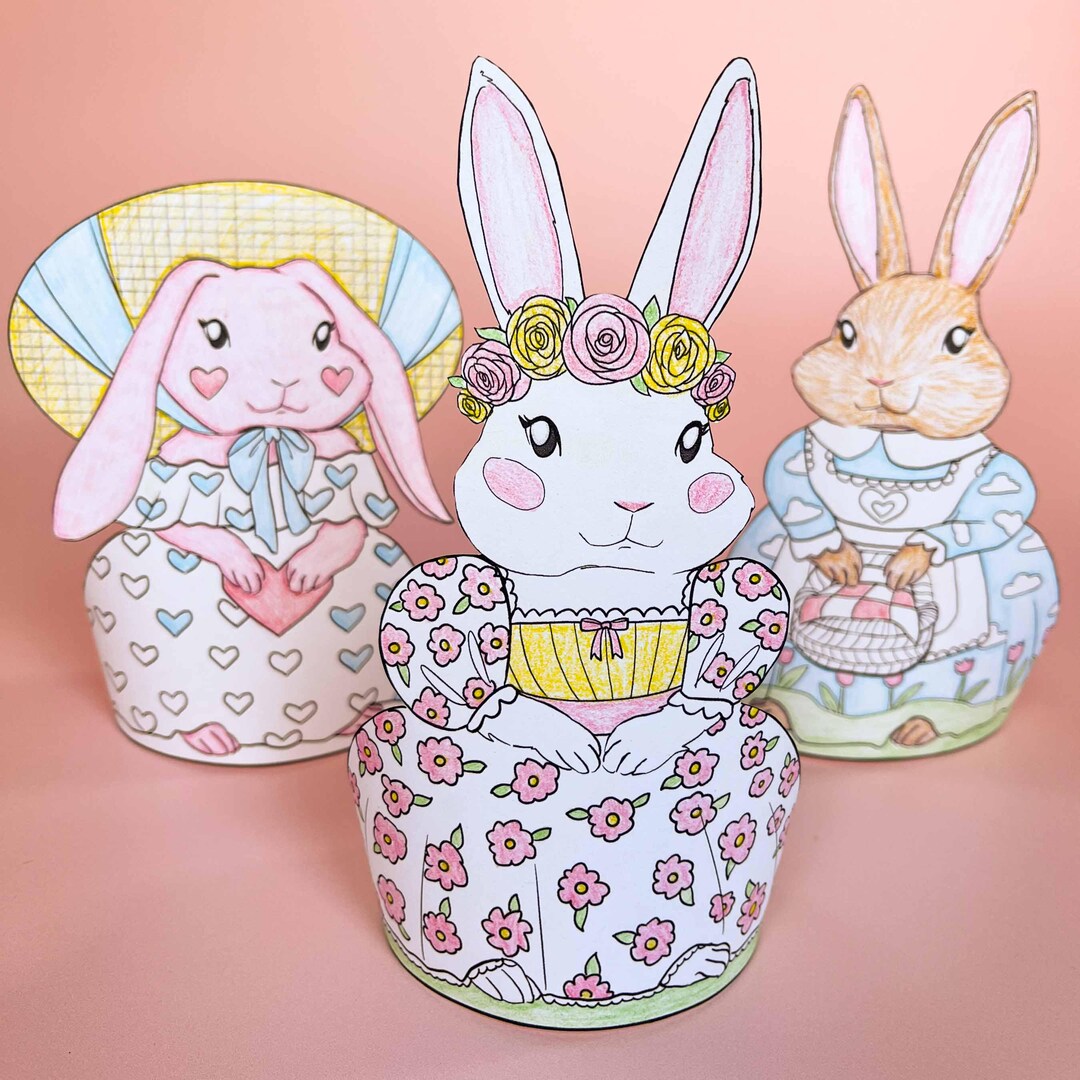 Easter Finds – Paper Bunny Craft for Kids | Printable Cut and Color ...