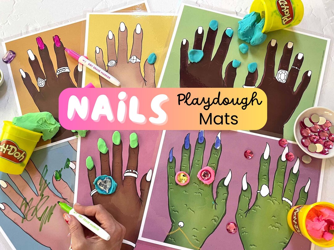 NAILS PLAYDOUGH MATS Play Dough Playdoh Printable Fidget Activity ...