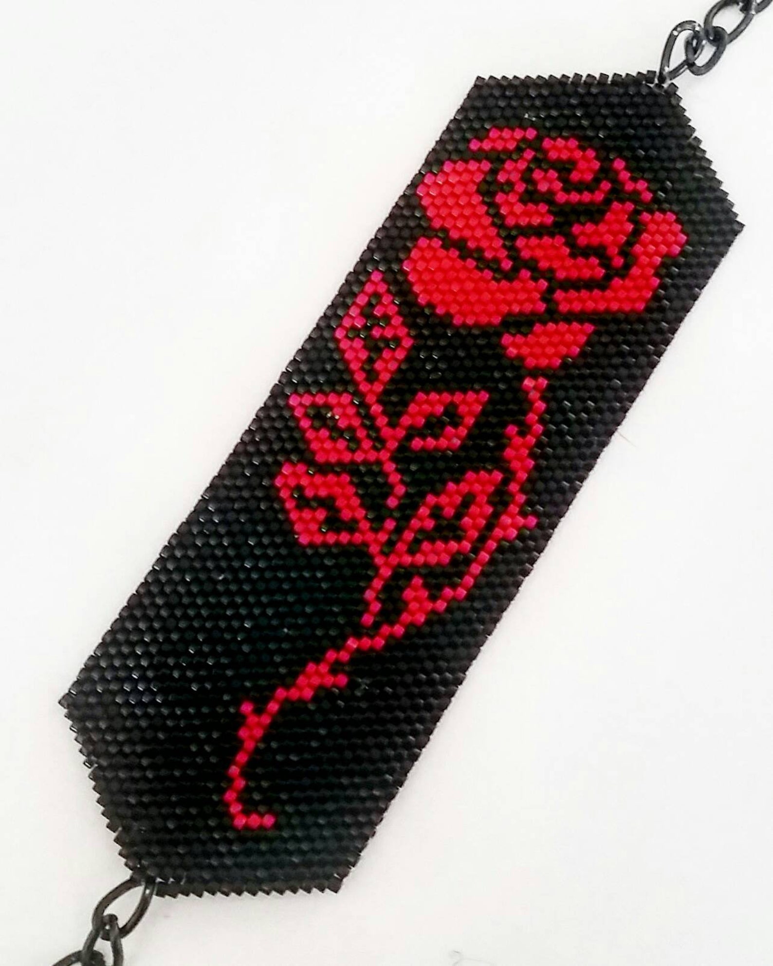 Miyuki Delica Beaded Red Rose Bracelet or Necklace - Etsy
