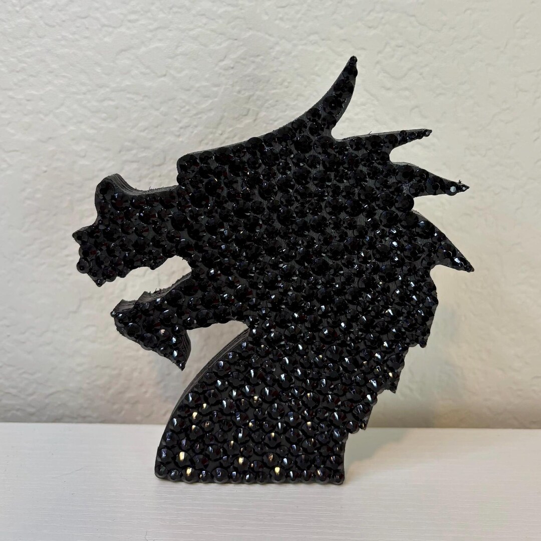 Black Bedazzled Dragon Head Decor | 5.5in Stand-up Fantasy | Gothic ...