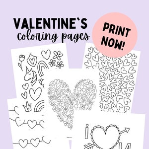 Valentine’s Day Printable Coloring Pages / Cute Hearts and Flowers ...