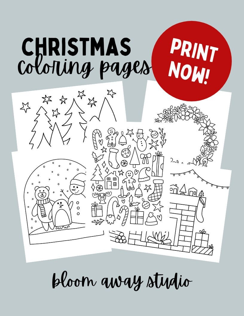 Printable Christmas Coloring Activity Pages / Kids Coloring Sheets ...