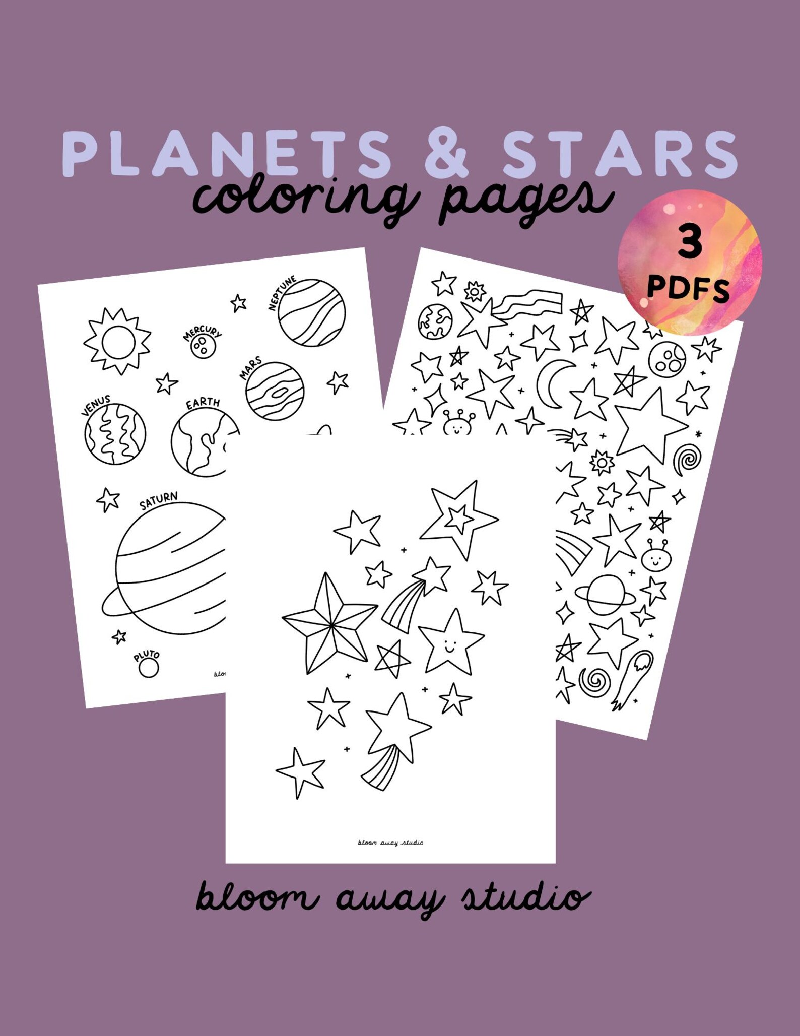 Space Coloring Pages / Stars and Planet Coloring Sheets Printable - Etsy