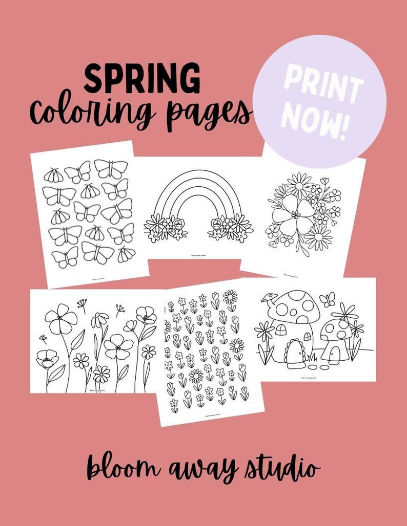 Flower and Butterfly Printable Coloring Activity Pages / Easter Spring ...