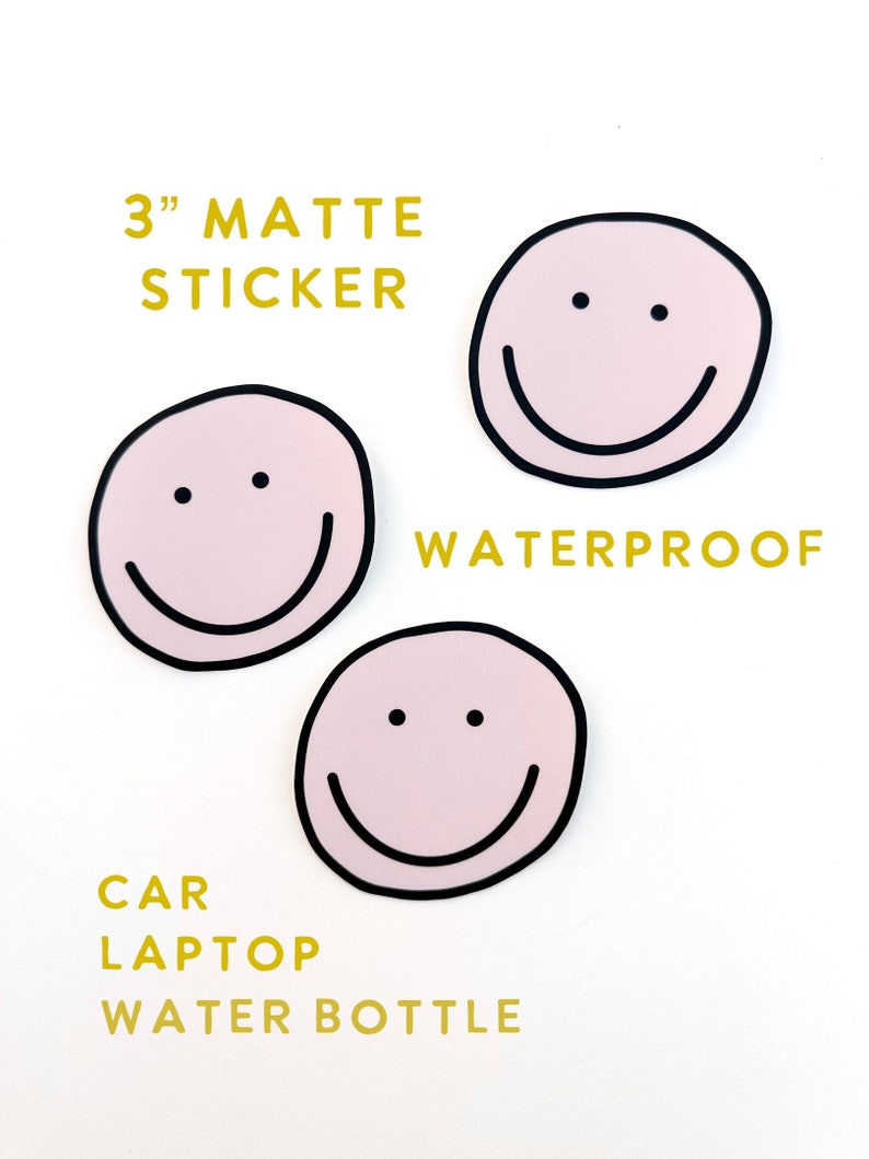 Smiley Face Sticker / Wonky Happy Face Sticker / Waterproof Water ...