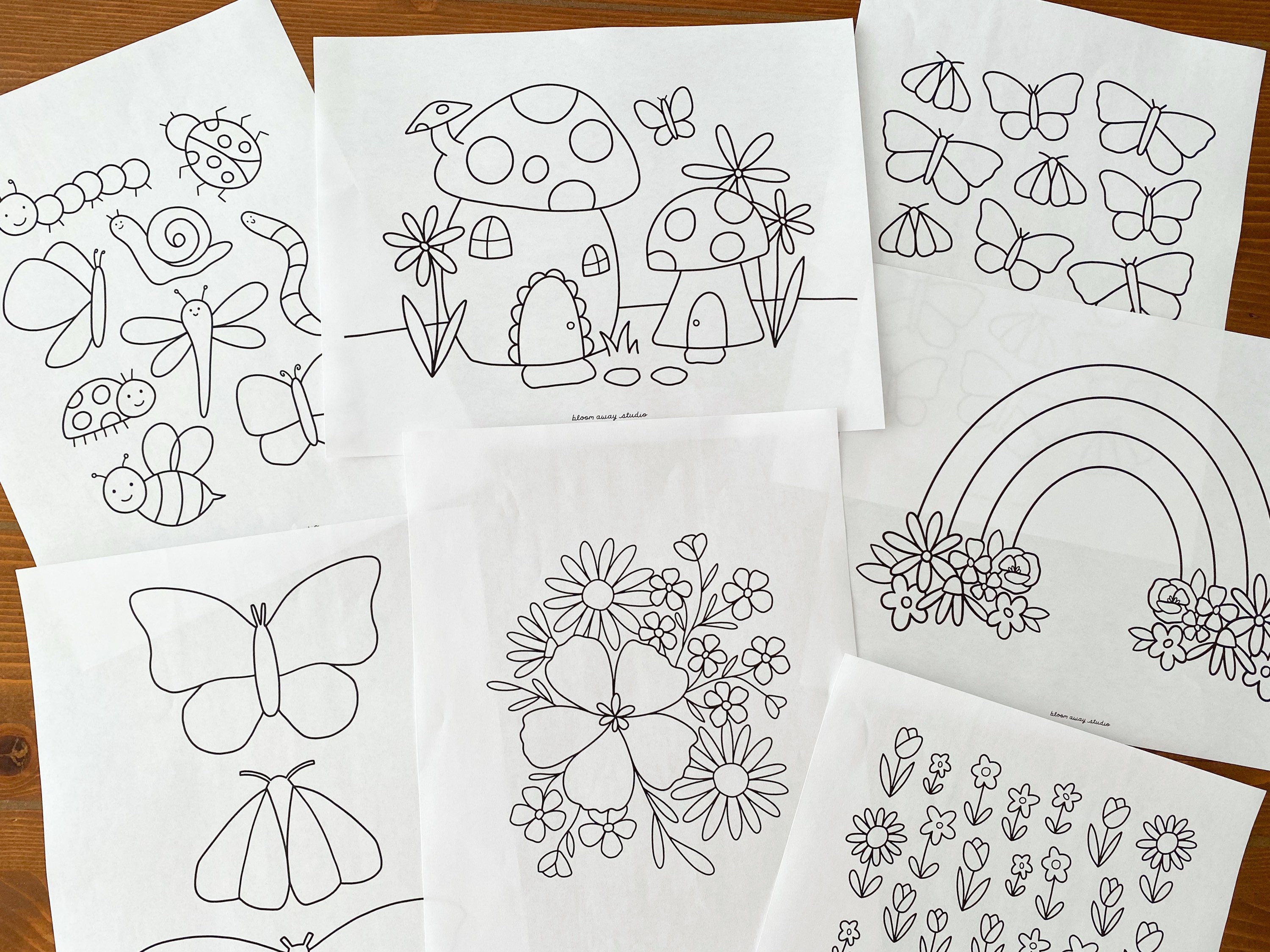Flower and Butterfly Printable Coloring Activity Pages / Easter Spring ...