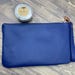 Elegant Blue Kangaroo Leather Clutch /wristlet With Floral Accent Panel ...