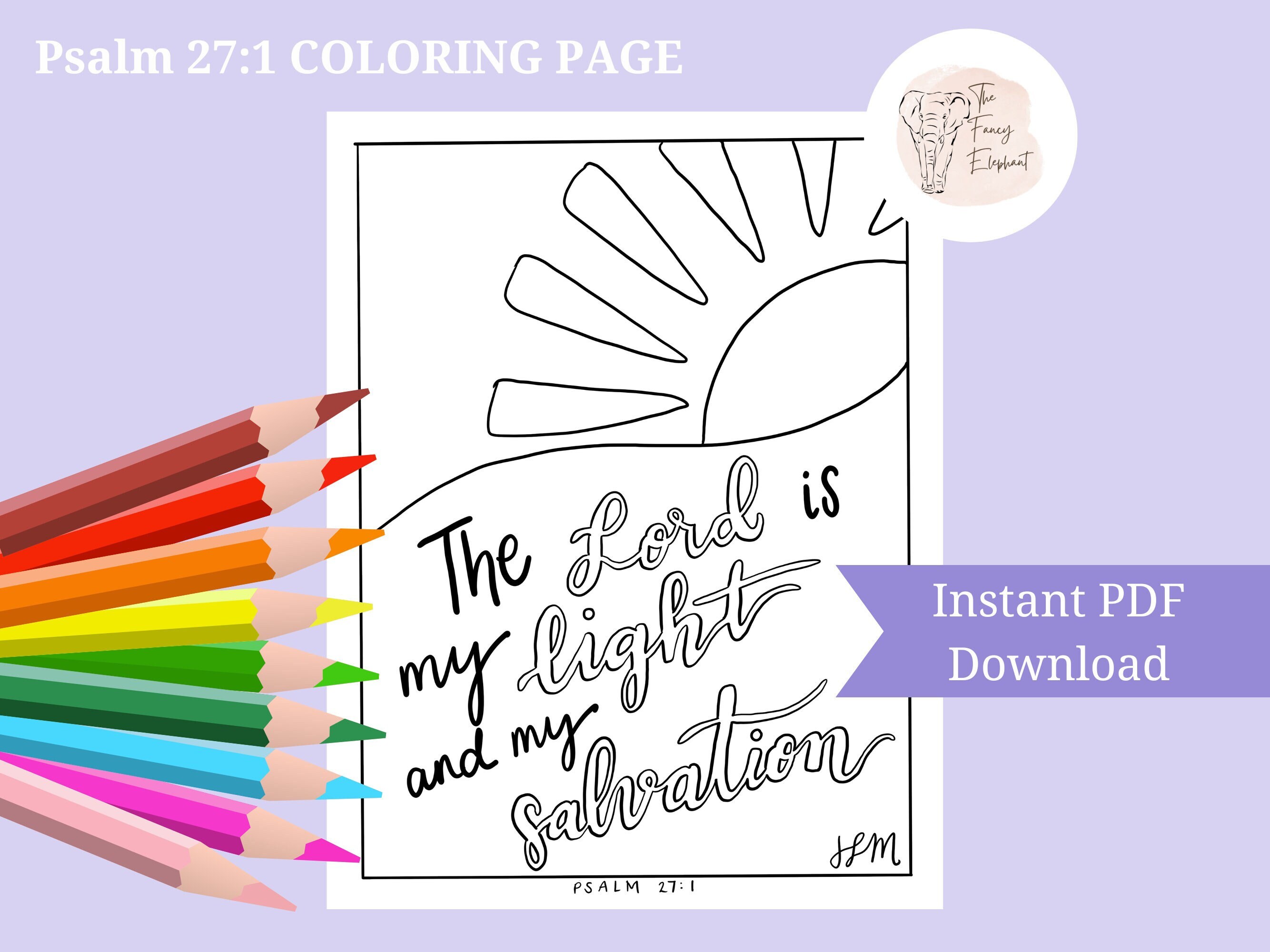 Psalm 27:1 Hand-lettered Coloring Page | Instant PDF Download - Etsy