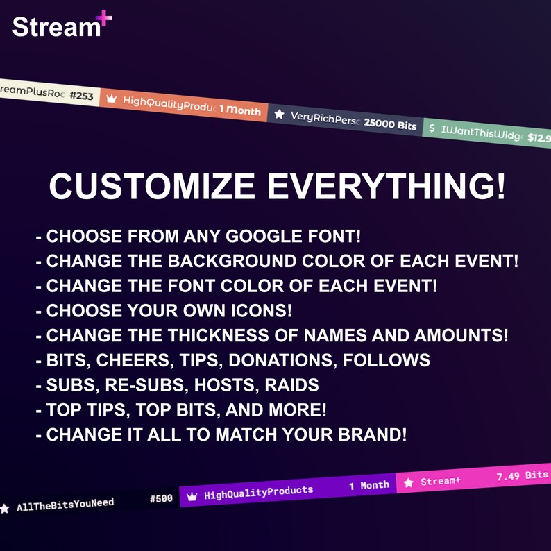 Minimal Information Bar Latest Events Donation Bits - Etsy