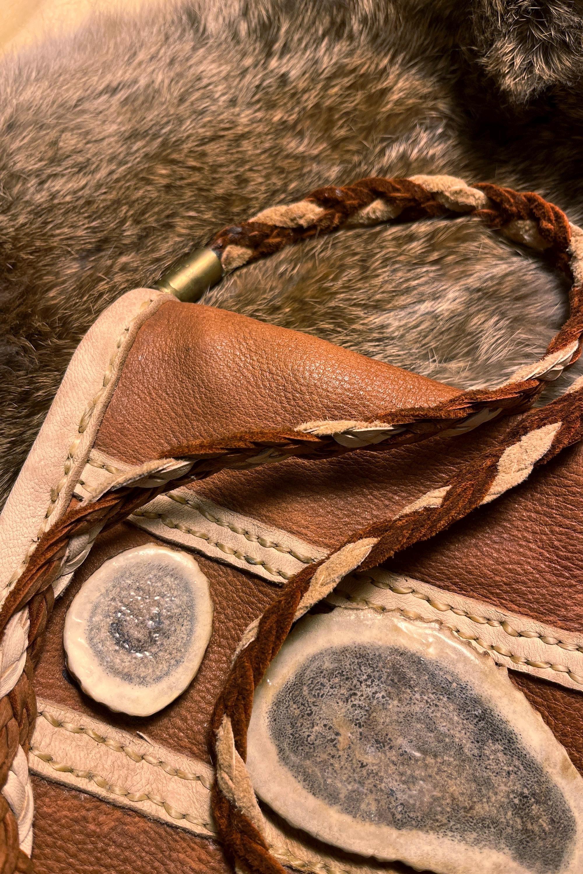 Antler and Fringe Crossbody Leather Bag With Front Flap – Handmade ...
