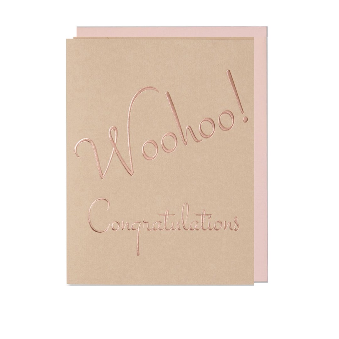 Congratulations Card – Woohoo, Rose Gold Foil Embossed Letterpress - Etsy
