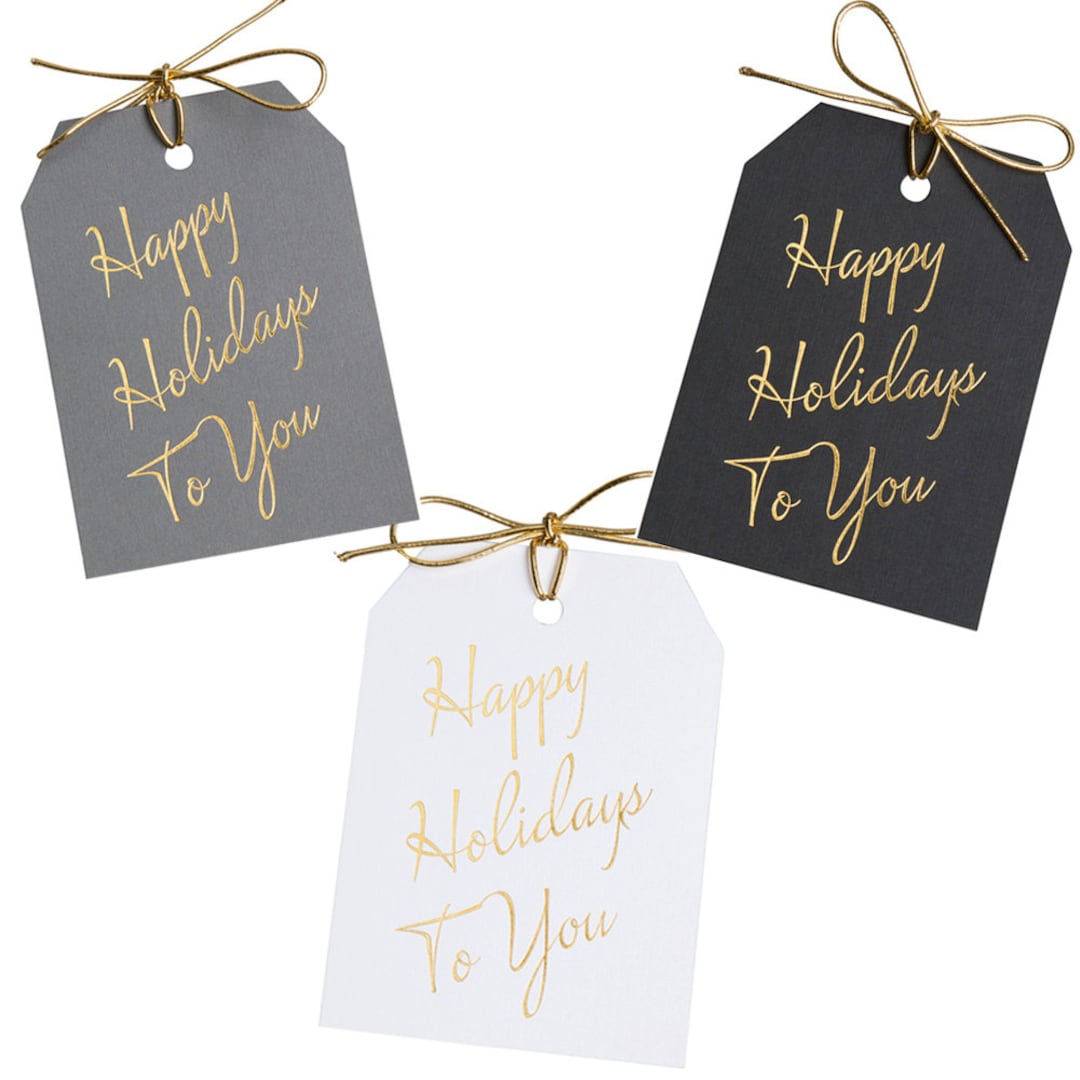 Elegant Gold Foil Happy Holidays to You Gift Tags, Christmas ...