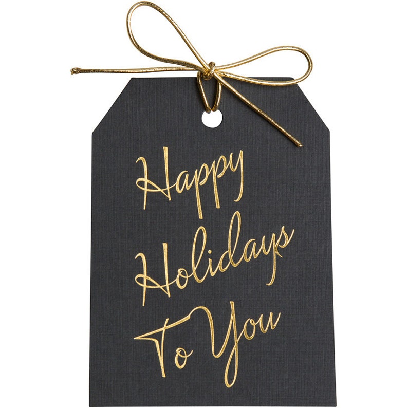 Happy Holidays Gift Tags: Gold Foil Christmas Wrapping, Set of 10 - Etsy