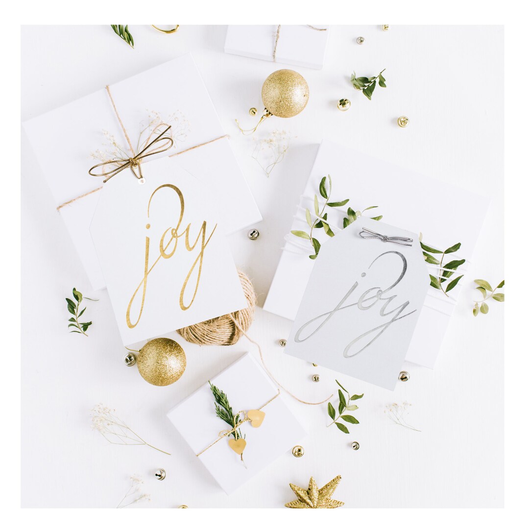 Modern Gold Foil Joy Gift Tags, Perfect for Holidays, Christmas ...