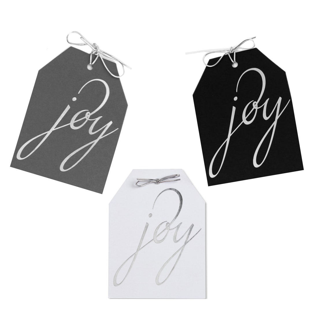Joy Gift Tags: Silver Foil Holiday Party Favors, Set of 10 - Etsy