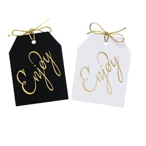 Enjoy Gift Tags – Party Favors – Gold Foil – Set of 10 With Ties - Etsy