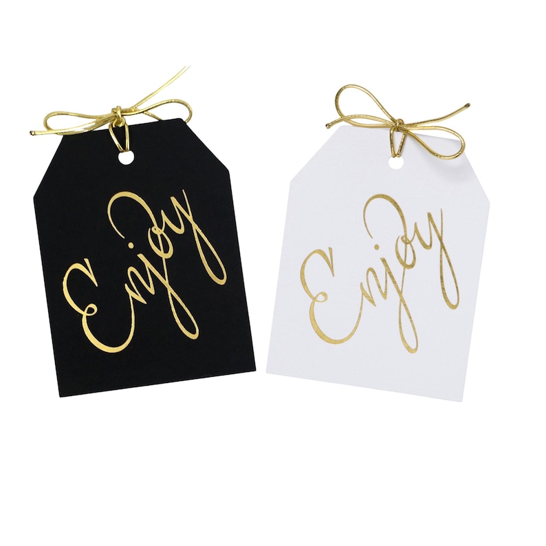Enjoy Gift Tags – Party Favors – Gold Foil – Set of 10 With Ties - Etsy