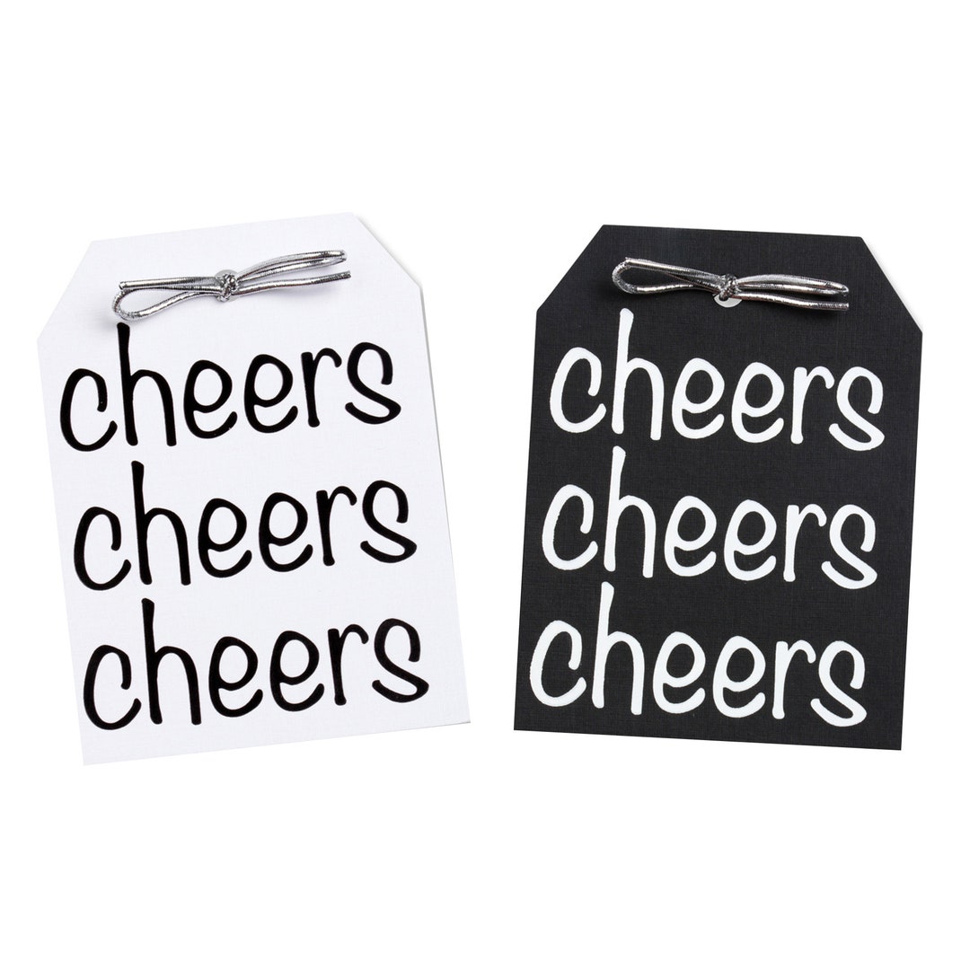 Cheers Gift Tags: Black & White Foil With Silver Ties, Set of 10 - Etsy