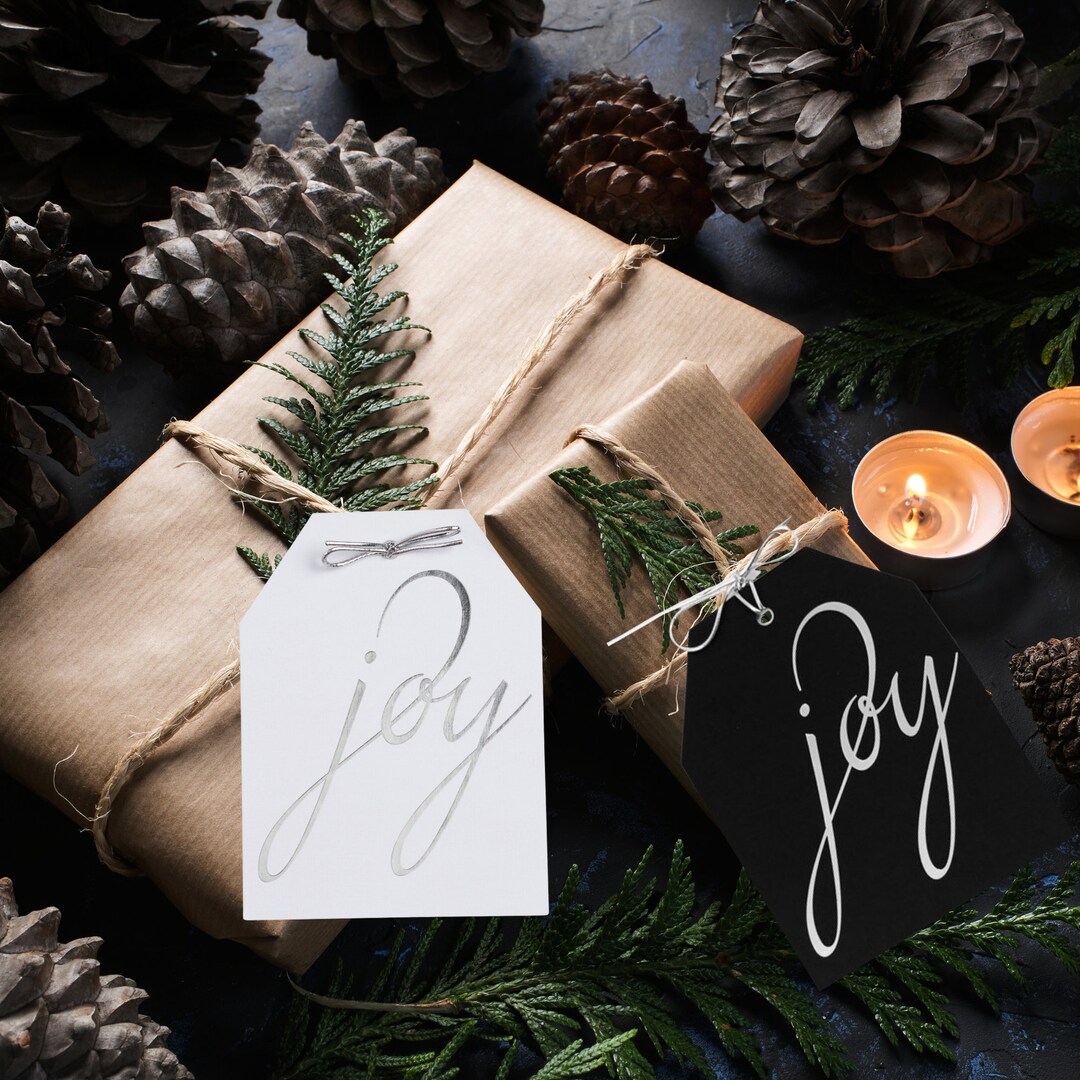 Silver Foil Joy Gift Tags, Holidays Gifts, Festive Party Favors ...