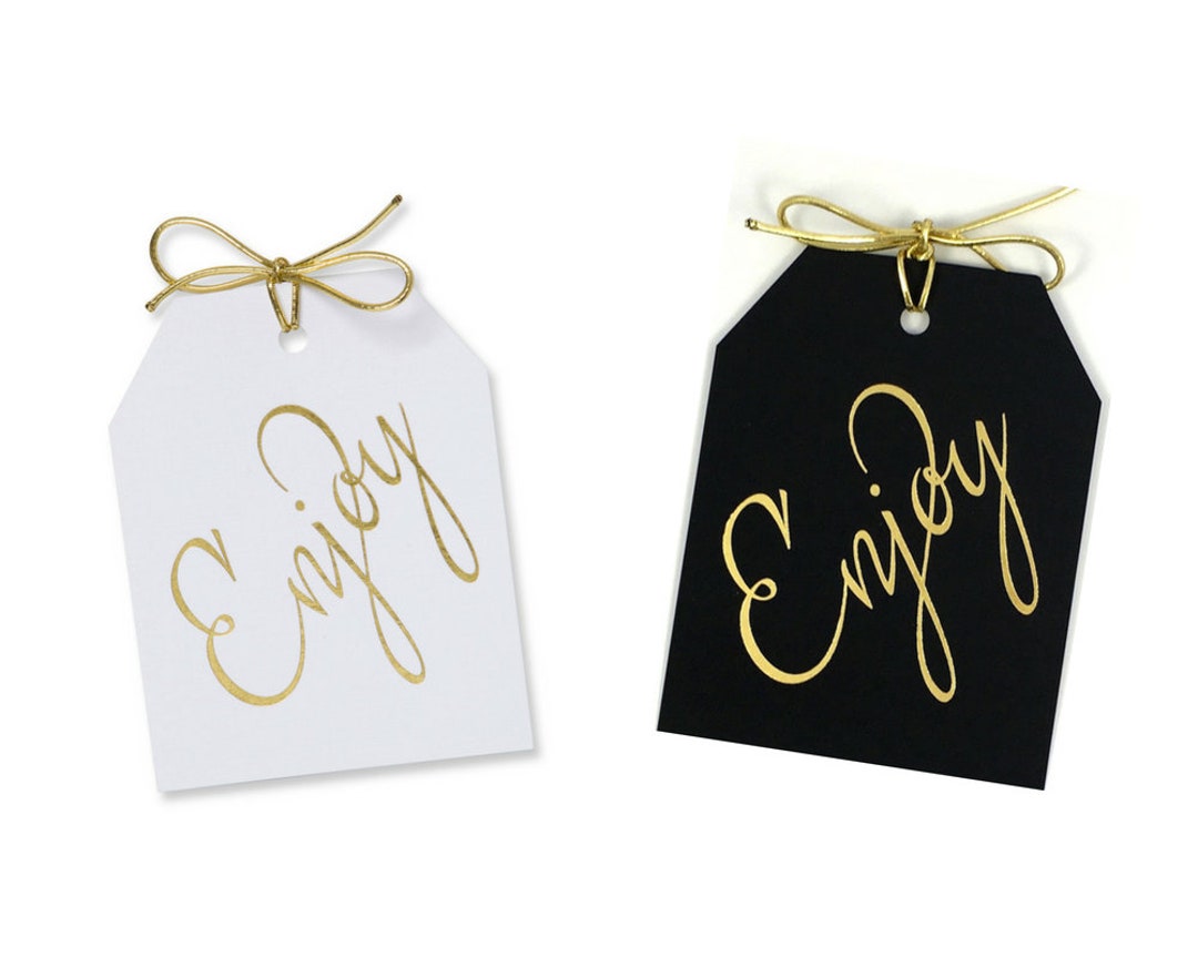 Gold Foil Enjoy Gift Tags for Birthday Celebrations, Chic Party Favors ...