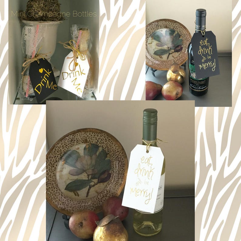 Eat Drink and Be Merry Tags With Silver Ties Treat Bag Tags - Etsy
