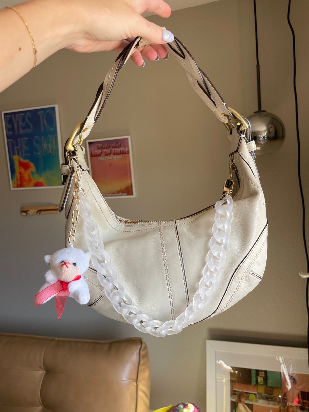 White Mini Lamb Acrylic Plushy Bag Chain - Etsy