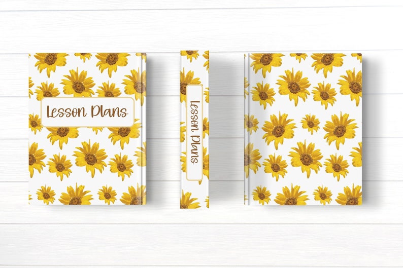 Editable Sunflower Binder Covers and Spines Canva Template 8 Patterns ...