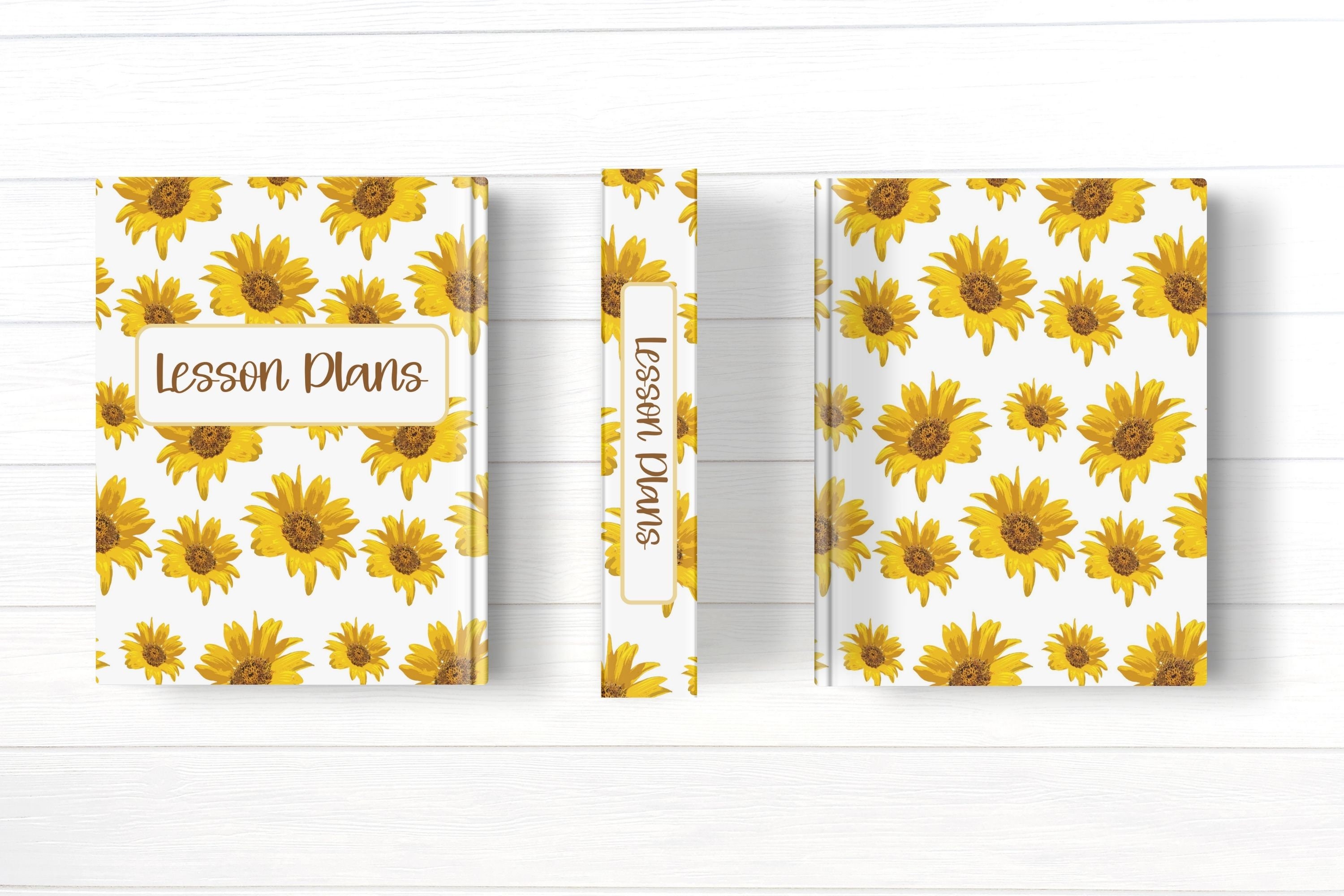 Editable Sunflower Binder Covers and Spines Canva Template 8 Patterns ...