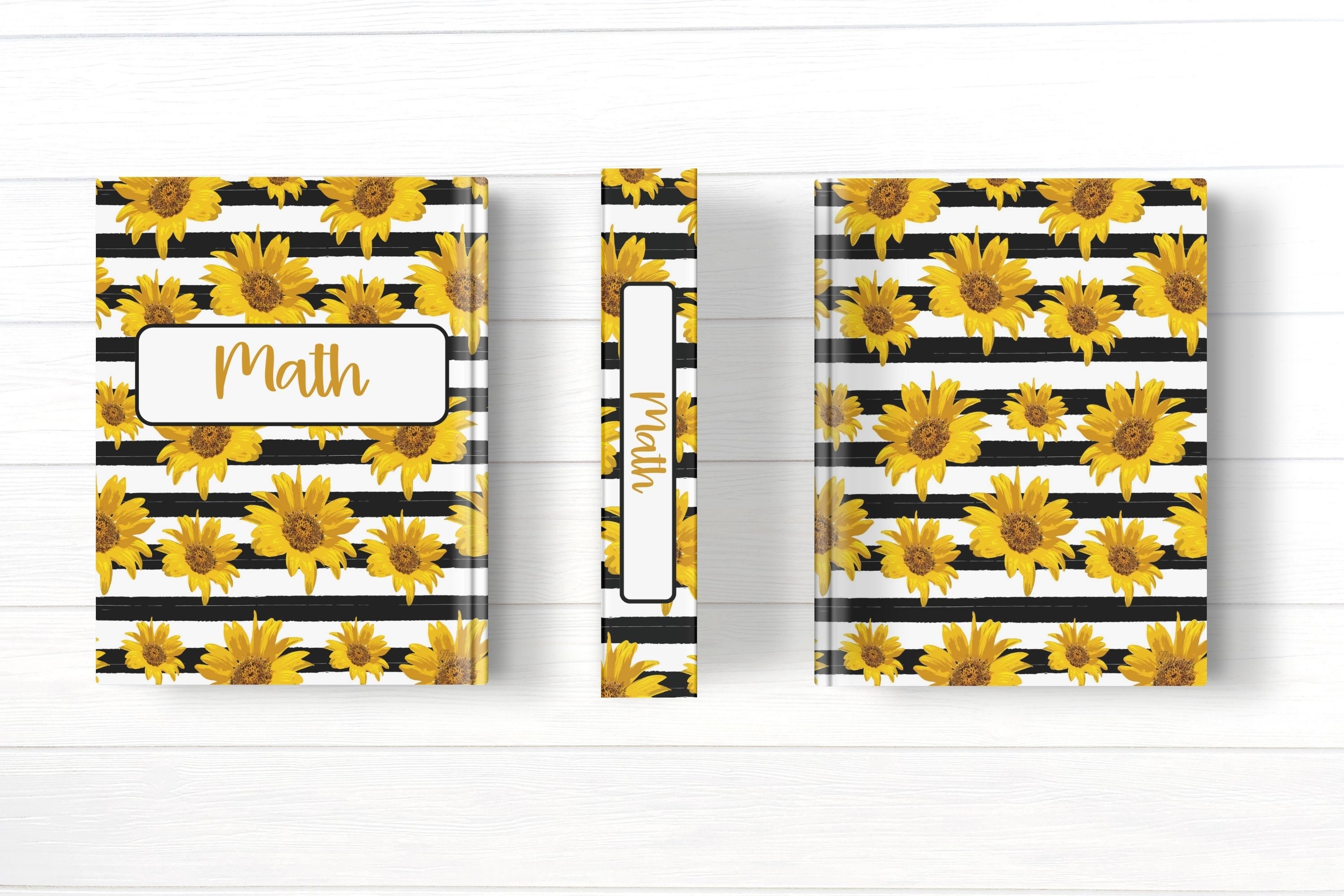 Editable Sunflower Binder Covers and Spines Canva Template 8 Patterns ...
