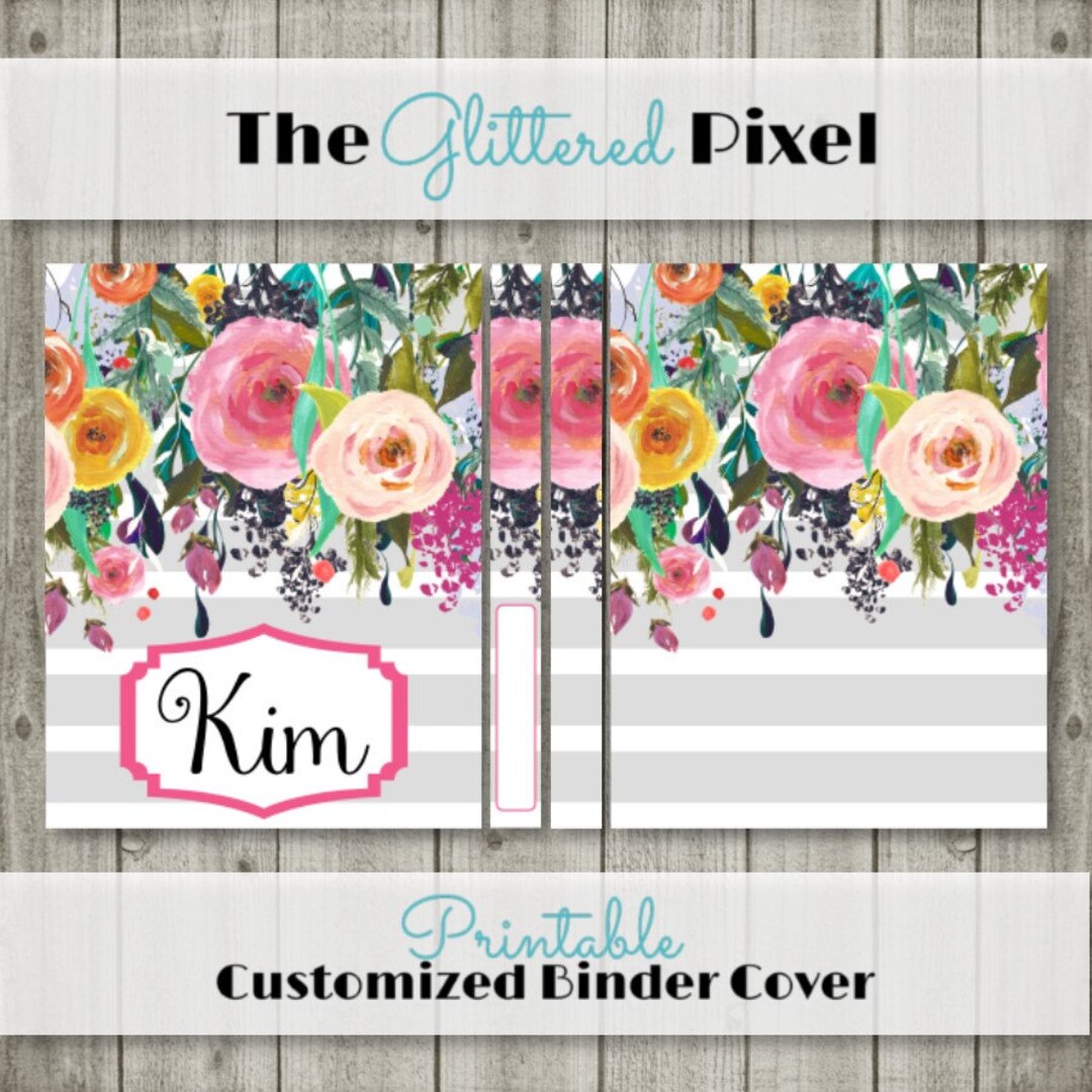 Printable Binder Cover - Watercolor Binder Cover - Personalized Binder ...
