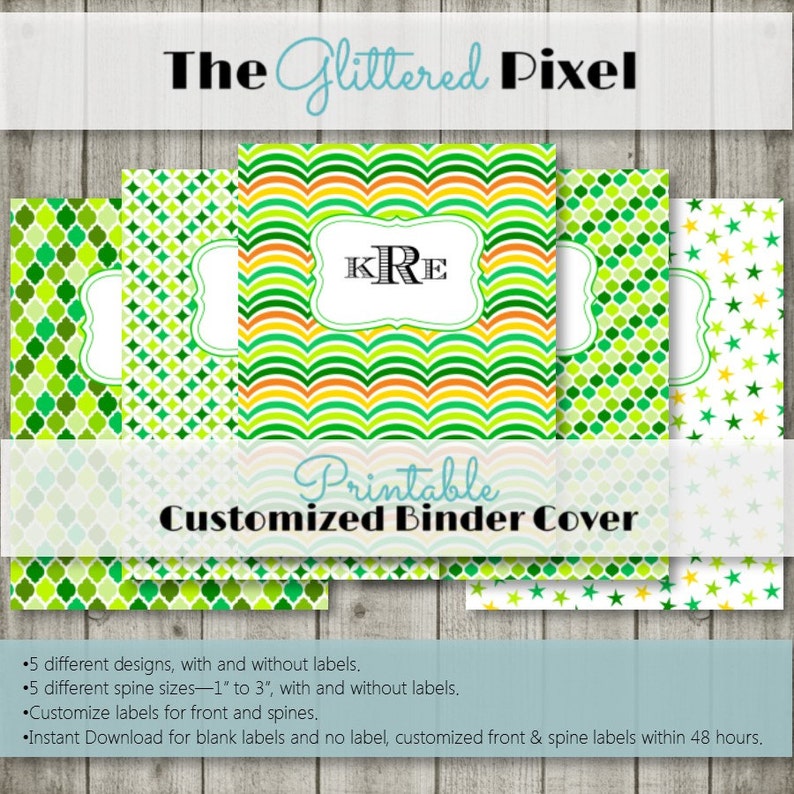 Printable Binder Covers - Greens Collection - Quatrefoil / Moroccan ...