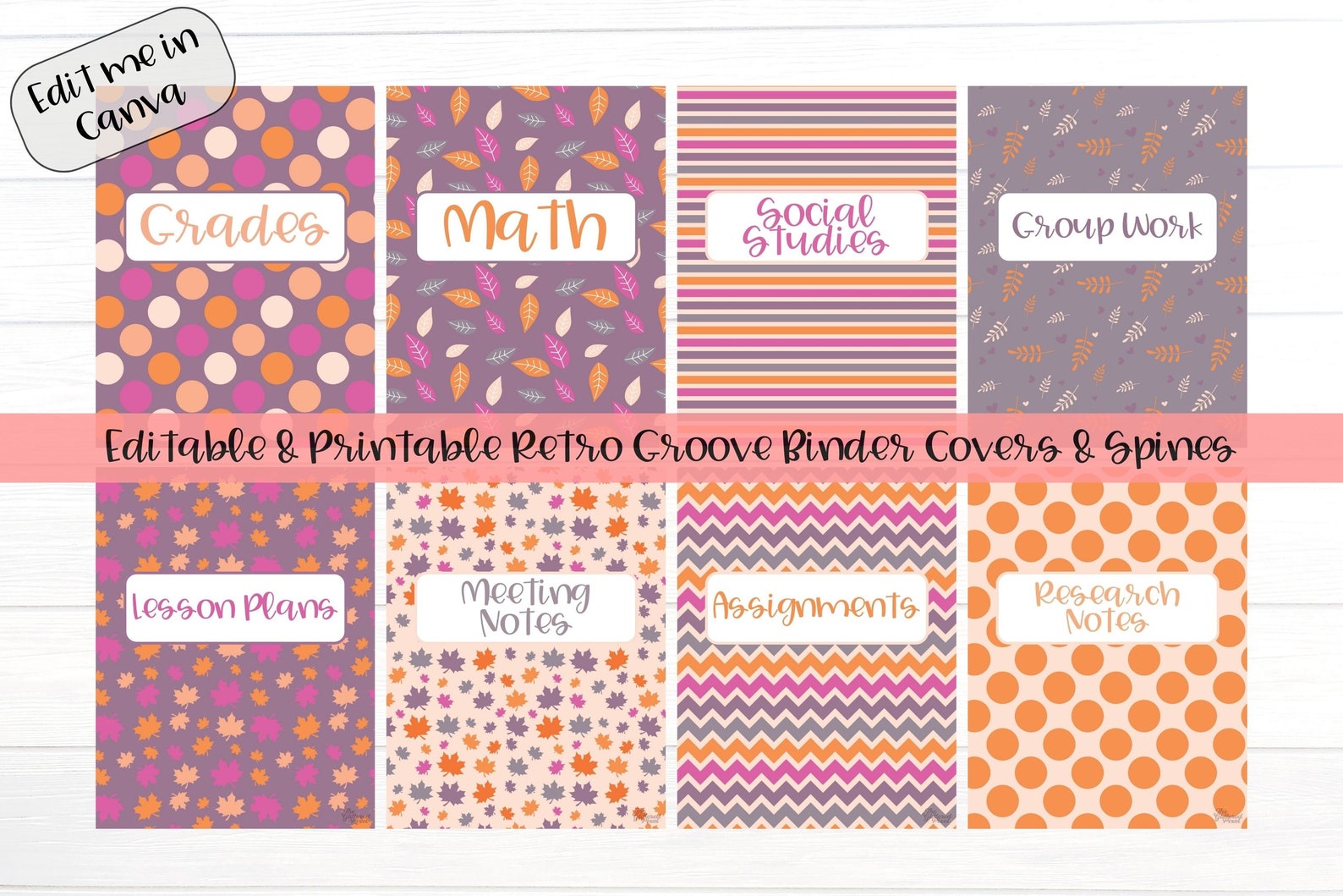 Editable Vibrant Fall Binder Covers and Spines - Canva Template - 8 ...