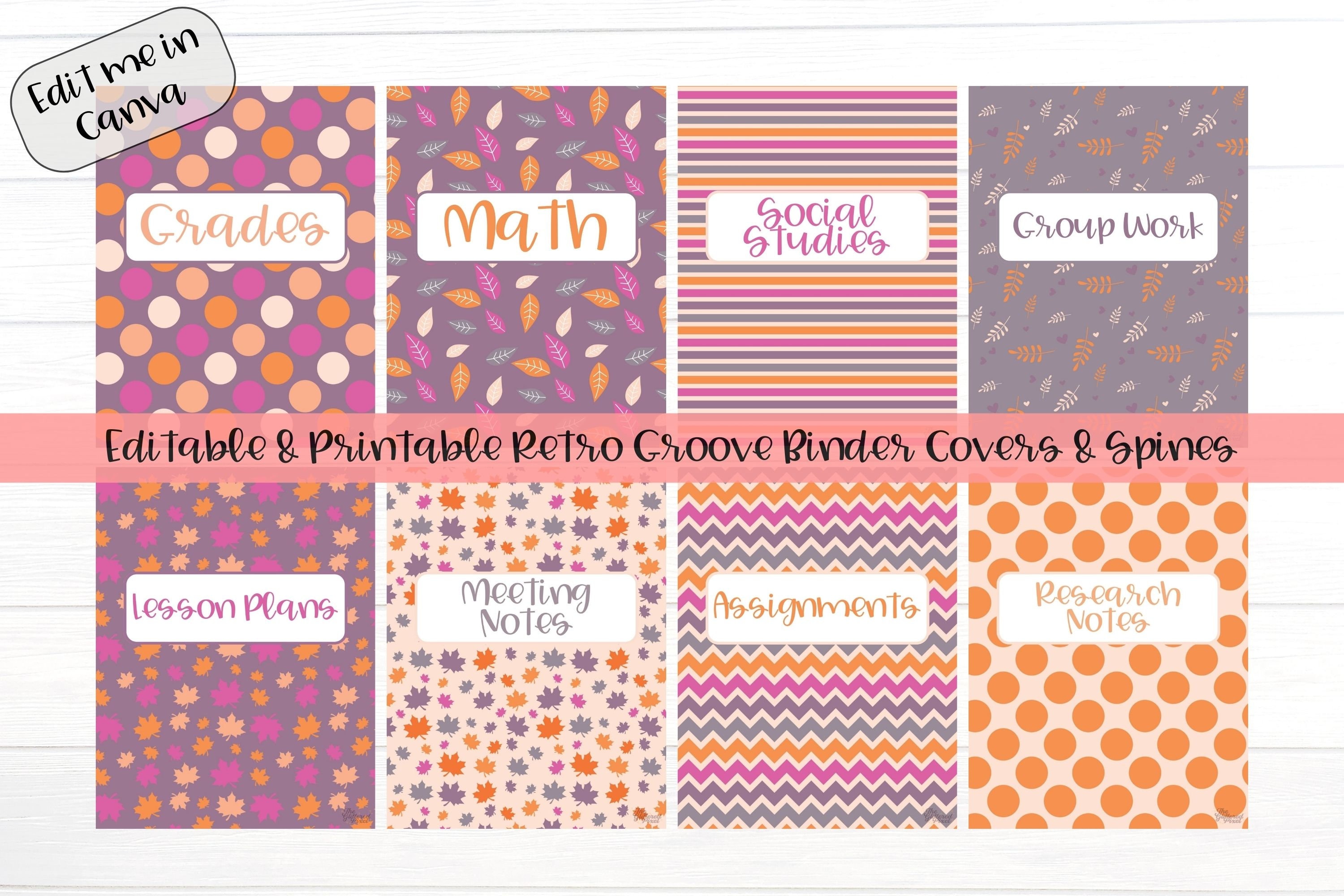 Editable Vibrant Fall Binder Covers and Spines - Canva Template - 8 ...