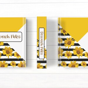 Editable Sunflower Binder Covers and Spines - Canva Template - 8 ...
