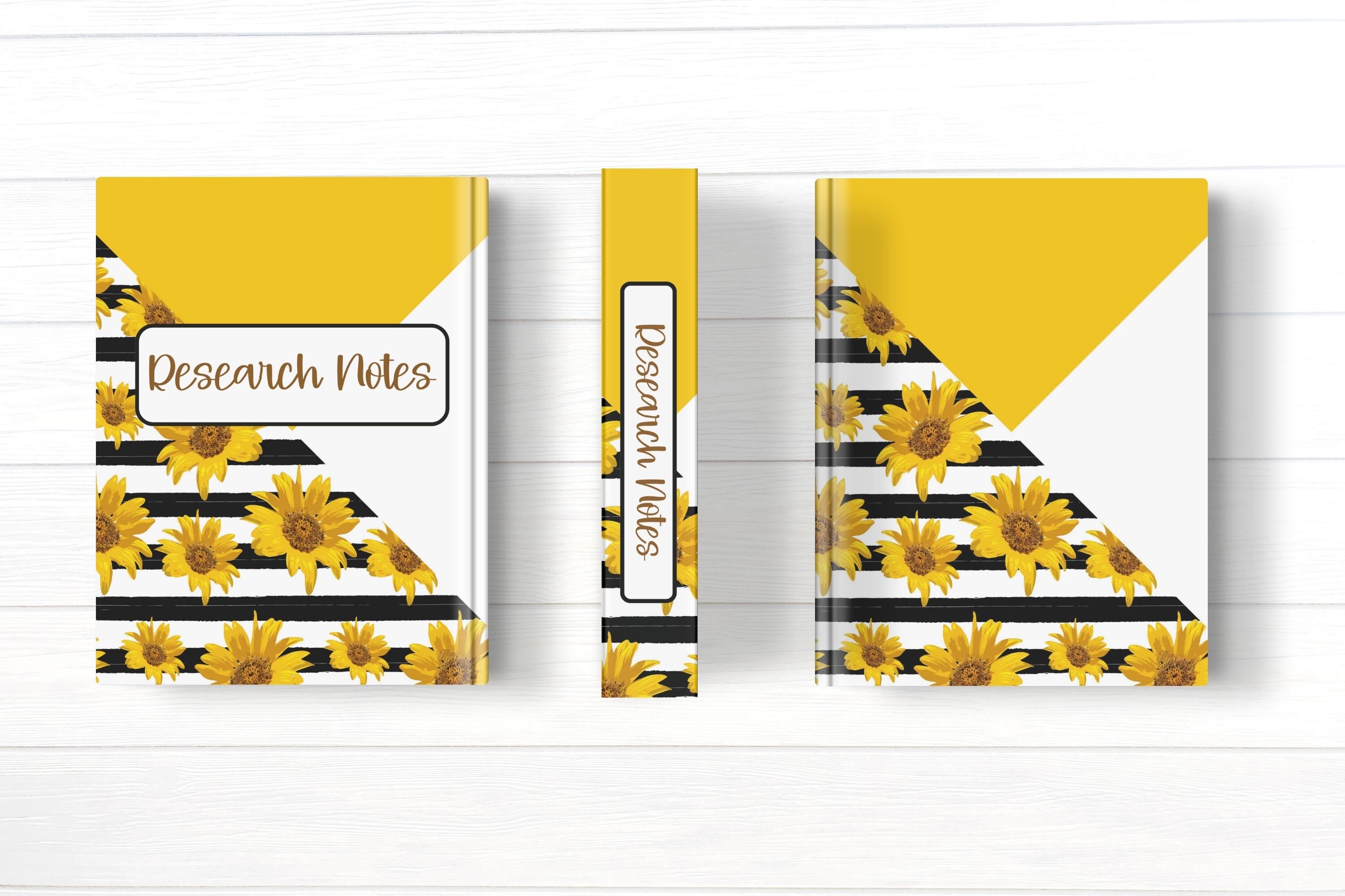Editable Sunflower Binder Covers and Spines Canva Template 8 Patterns ...