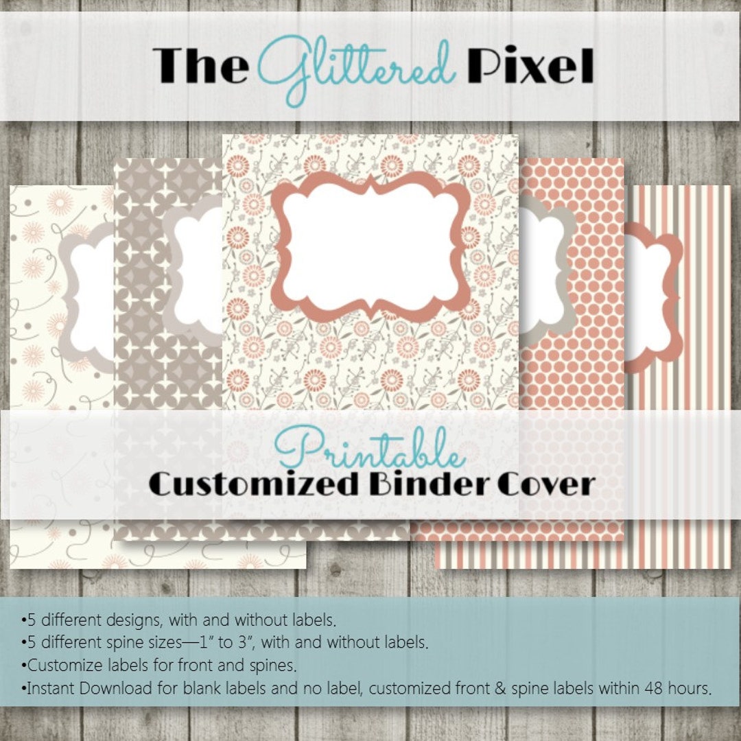 Printable Binder Covers - Taupe and Coral Collection - Custom Binder ...