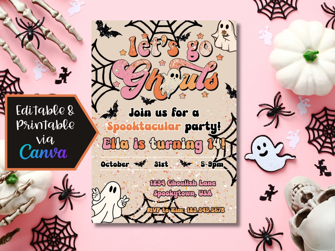 Editable Let's Go Ghouls Birthday Party Invitation Template, Printable ...