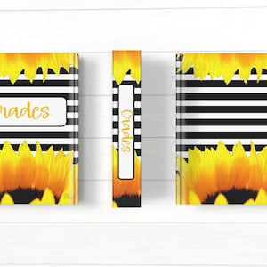 Editable Sunflower Binder Covers and Spines Canva Template 8 Patterns ...