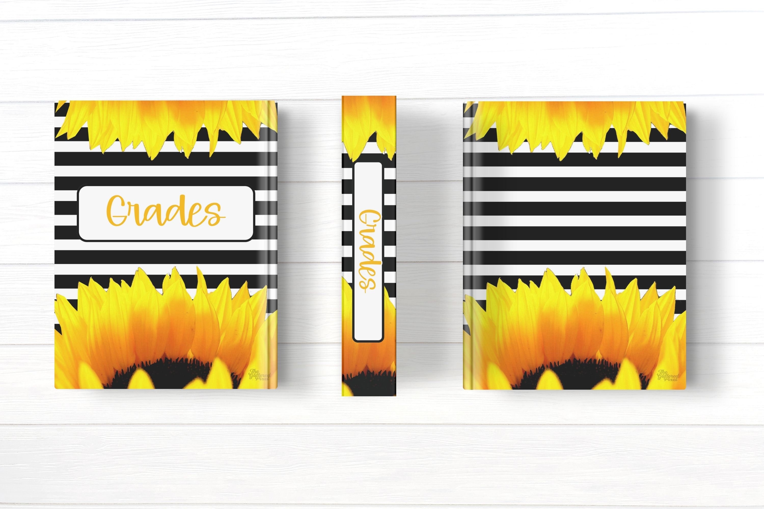 Editable Sunflower Binder Covers and Spines Canva Template 8 Patterns ...