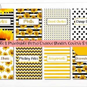 Editable Sunflower Binder Covers and Spines - Canva Template - 8 ...