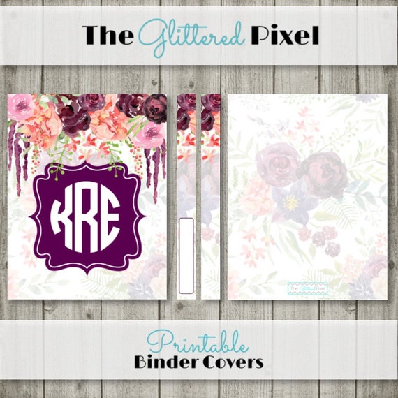 Printable Binder Cover Watercolor Floral Planner Cover | Etsy