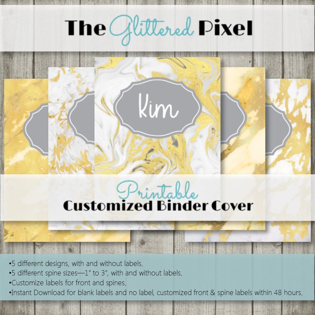 Printable Binder Covers - Gold Marble - Gold Leaf Binder Inserts - Etsy