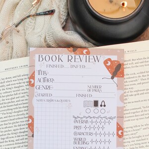 Book Review Notepad | 5"x8" | Celestial Moths Reading Notepad | Bullet ...