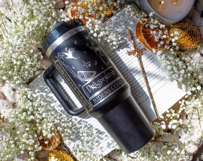 Violet's Bookshelf Fourth Wing 40oz Tumbler Rebecca Yarros Iron Flame ...