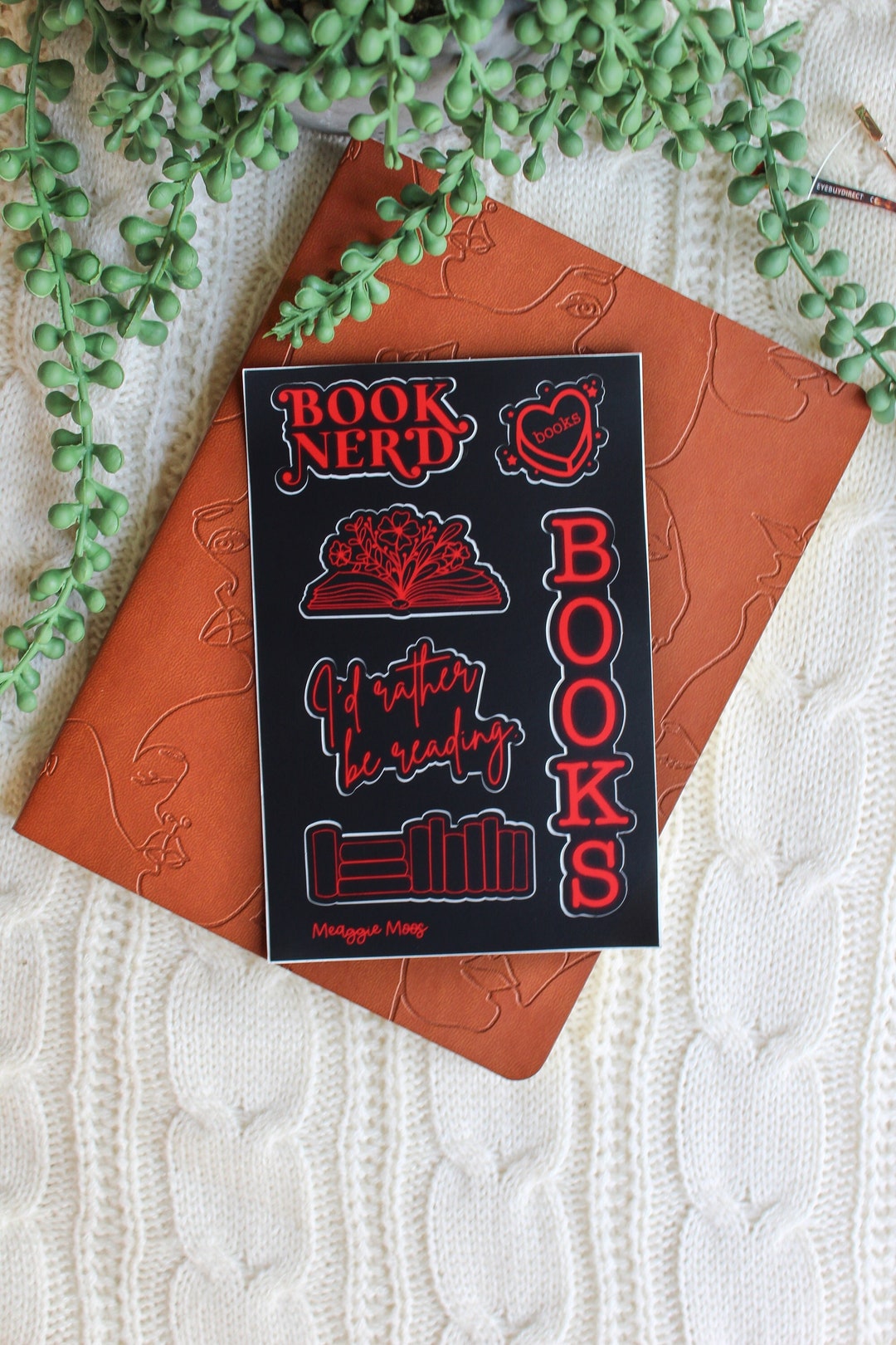 Bookish Sticker Sheet | Neon Sign Book Waterproof Stickers | Book Worm ...