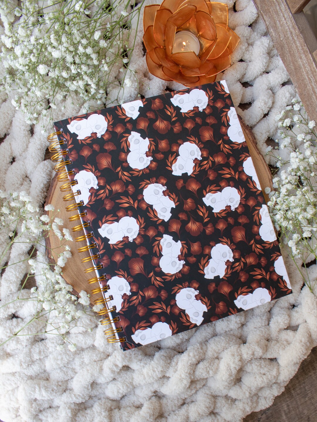 Skulls & Flames Hardcover Notebook: Gold Spiral-bound, College Ruled - Etsy